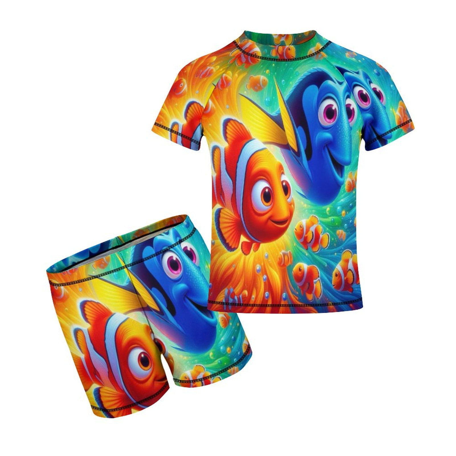 2 Piece Finding Ne-m Bathing Suits Rash Guard Swim Shirts with Shorts ...
