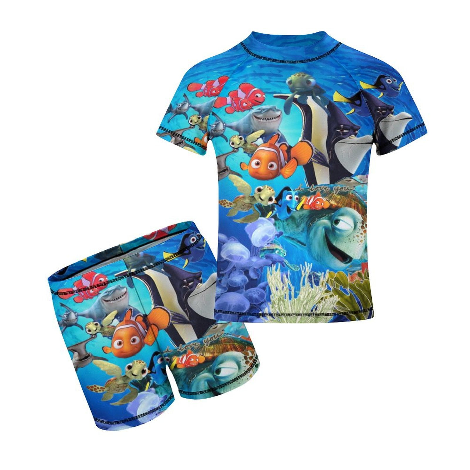 2 Piece Finding Ne-m Bathing Suits Rash Guard Swim Shirts with Shorts ...