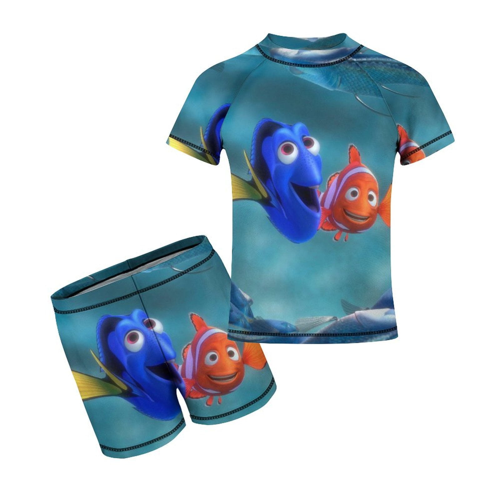 2 Piece Finding Ne-m Bathing Suits Rash Guard Swim Shirts with Shorts ...