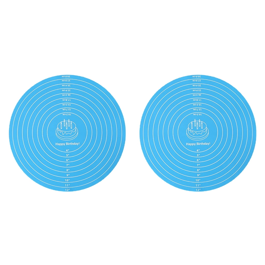 2 Piece Flexible Round Silicone Baking Mat Nonslip Dough Rolling Cake ...