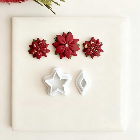 2-Piece Flower Soft Clay Earrings Mold Set | DIY Jewelry Pendant Shape ...