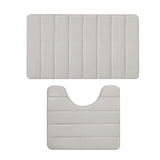 2 Piece Foam Bath Mat Set, Non-Slip Bathroom Rug Set, Soft Absorbent ...