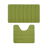 2 Piece Foam Bath Mat Set, Non-Slip Bathroom Rug Set, Soft Absorbent ...