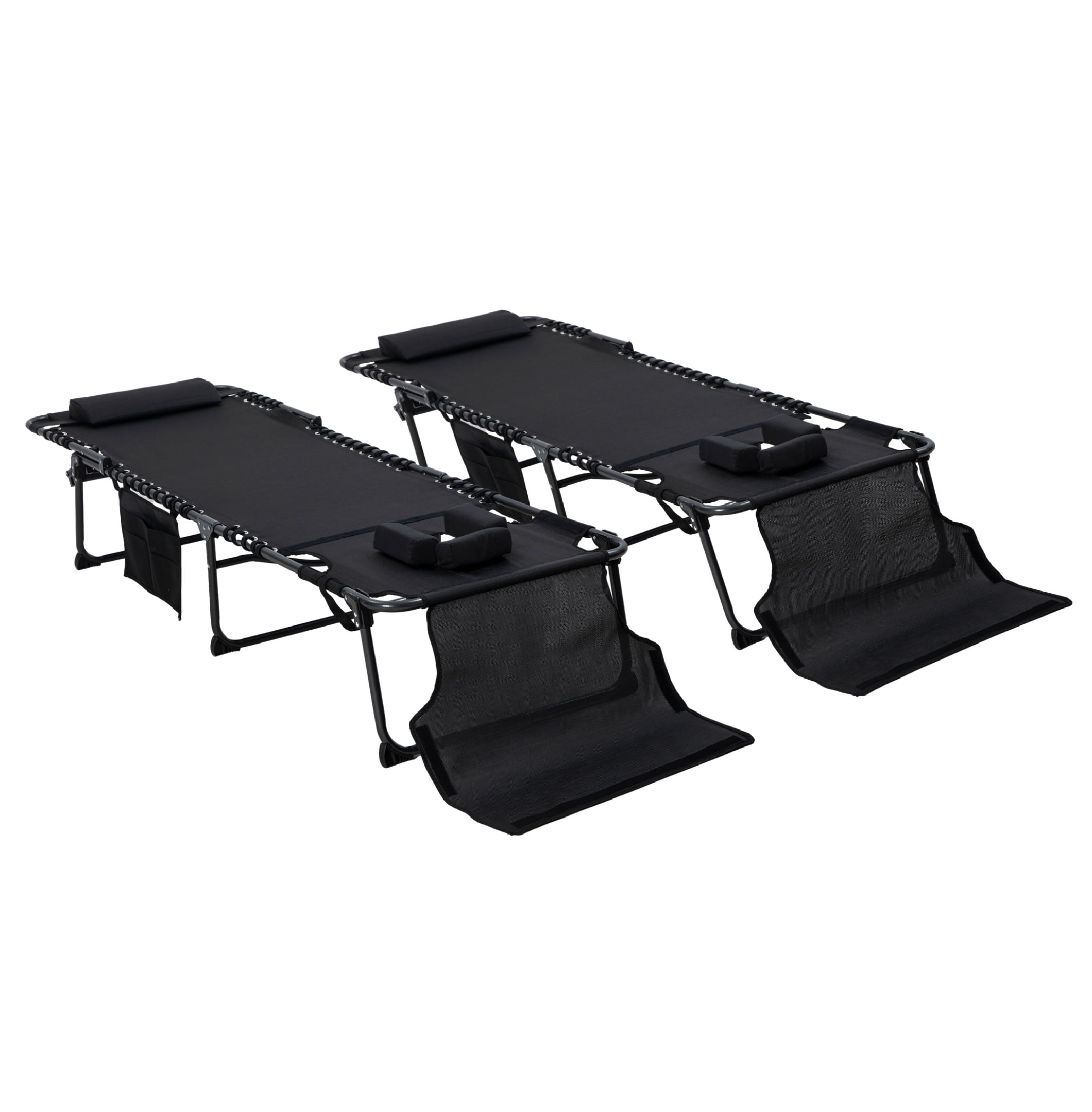 2 Piece Folding Chaise Lounge Pool Chairs with 5-level Reclining Back ...
