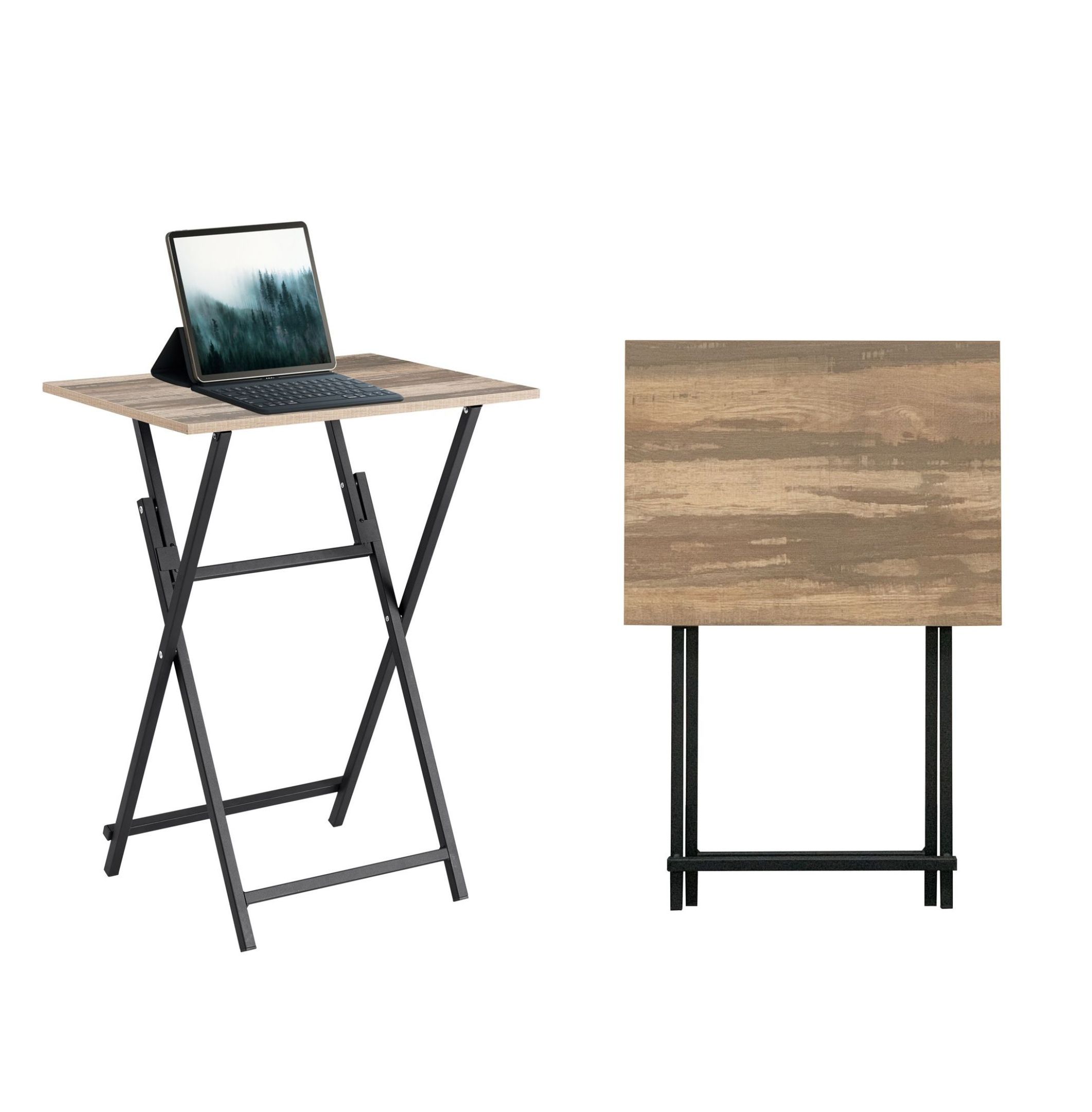 2-Piece Folding TV Tray Table Set,Foldable Sofa Side Table,Portable ...