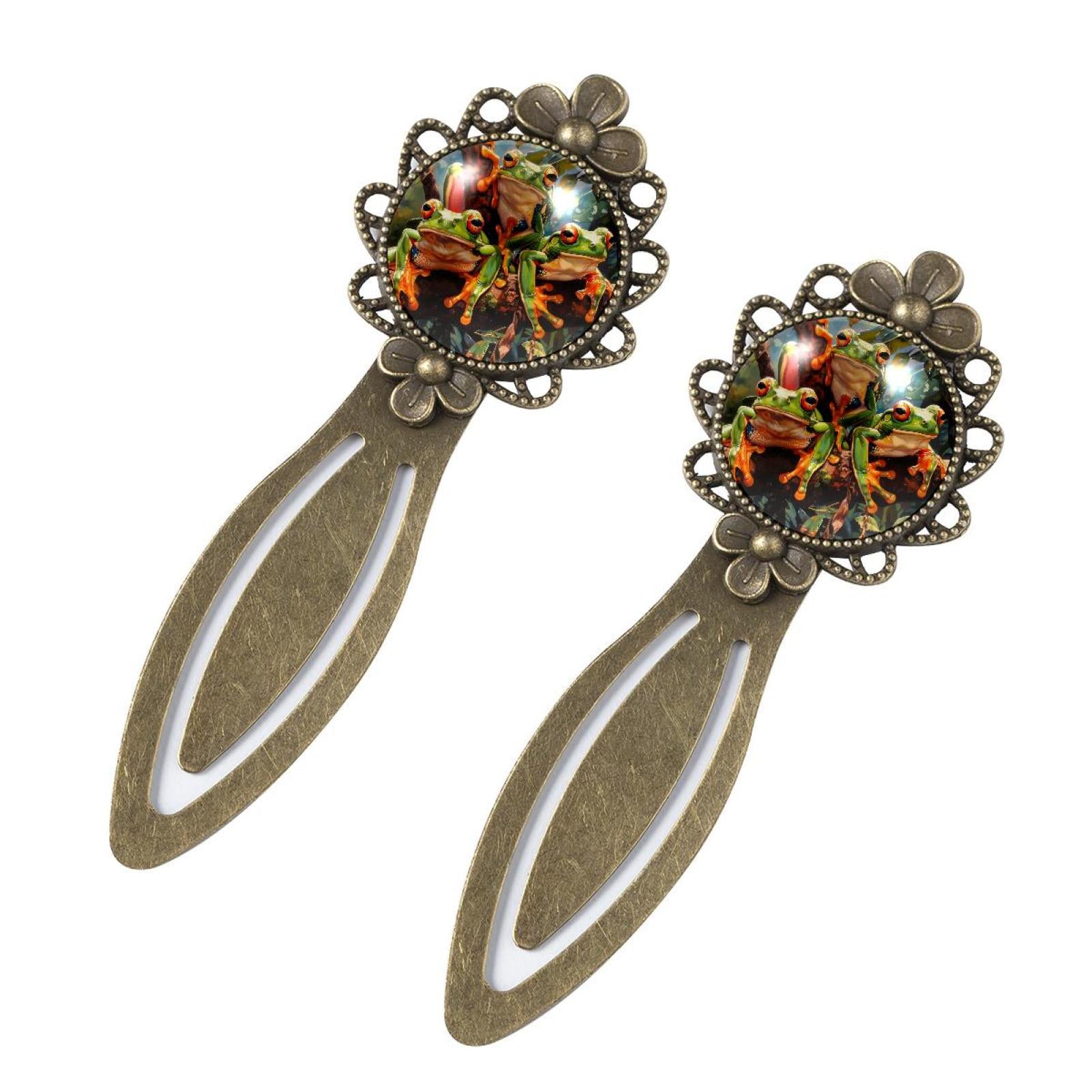 2 Piece Frogs on Tropical Tree Bookmark, Vintage Style Book Markers for ...