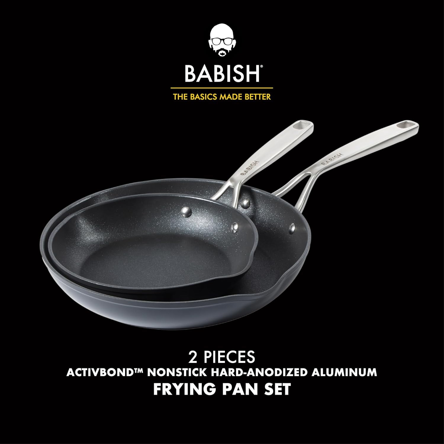 2 Piece Fry Pan Set - 8 and 10 Inch Hard Anodized Nonstick Pans with ...