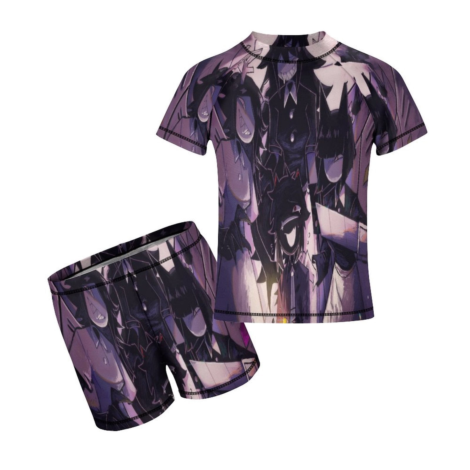 2 Piece Fundamental Paper Education Rash Guard Set Summer Swim Shirts ...