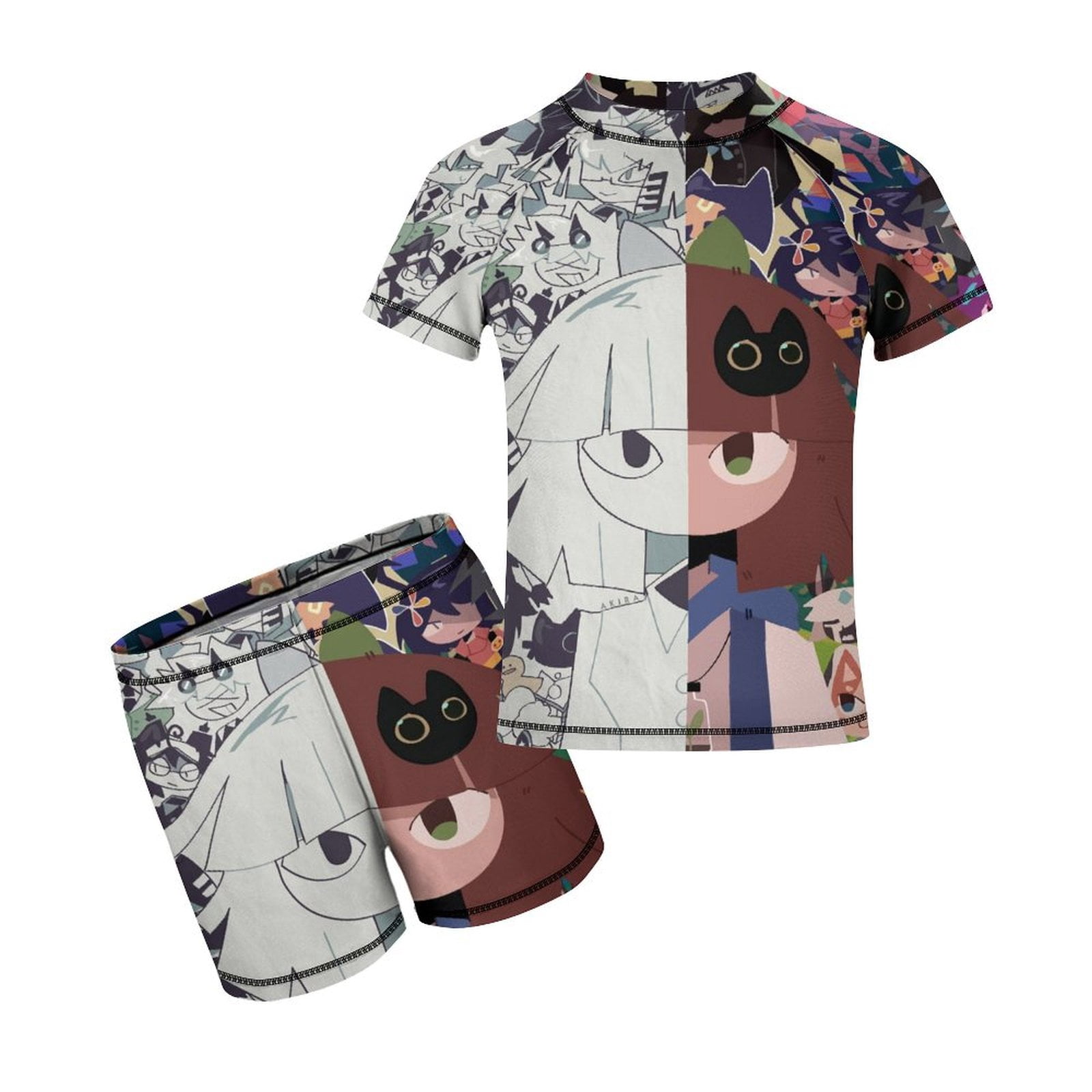 2 Piece Fundamental Paper Education Rash Guard Set Summer Swim Shirts ...