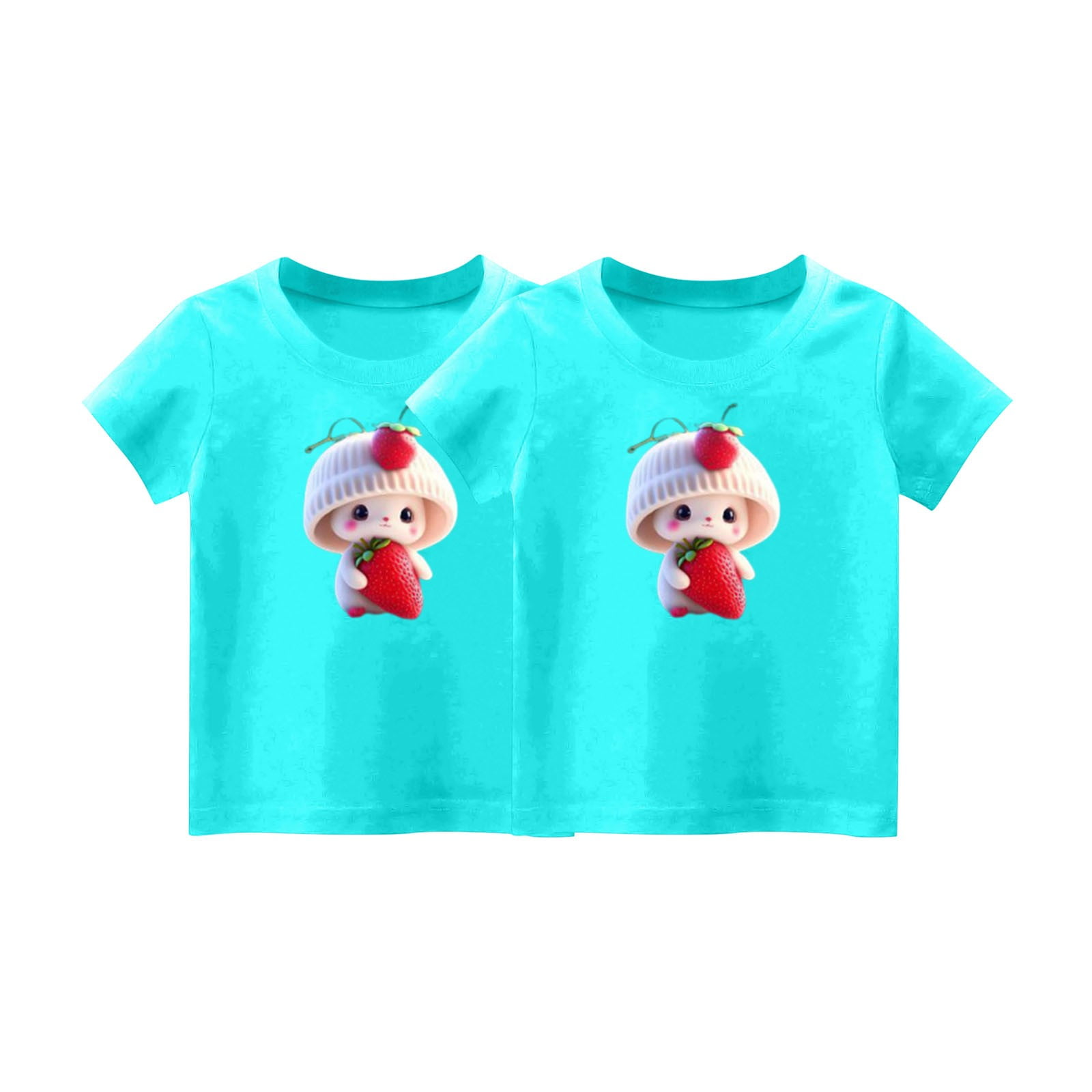 2-Piece Girls Cute T-Shirt Kids Summer Short Sleeve Tops Rabbit Casual ...