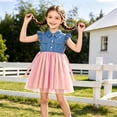 2-Piece Girls Summer Flutter Sleeve Color Mesh Tulle Belted Cute Dress ...