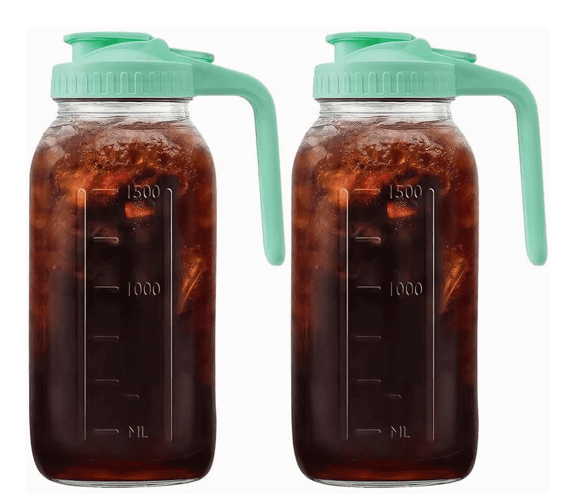 2-Piece Glass Beverage Pitcher Set, Household Glass Water Jug, Large ...