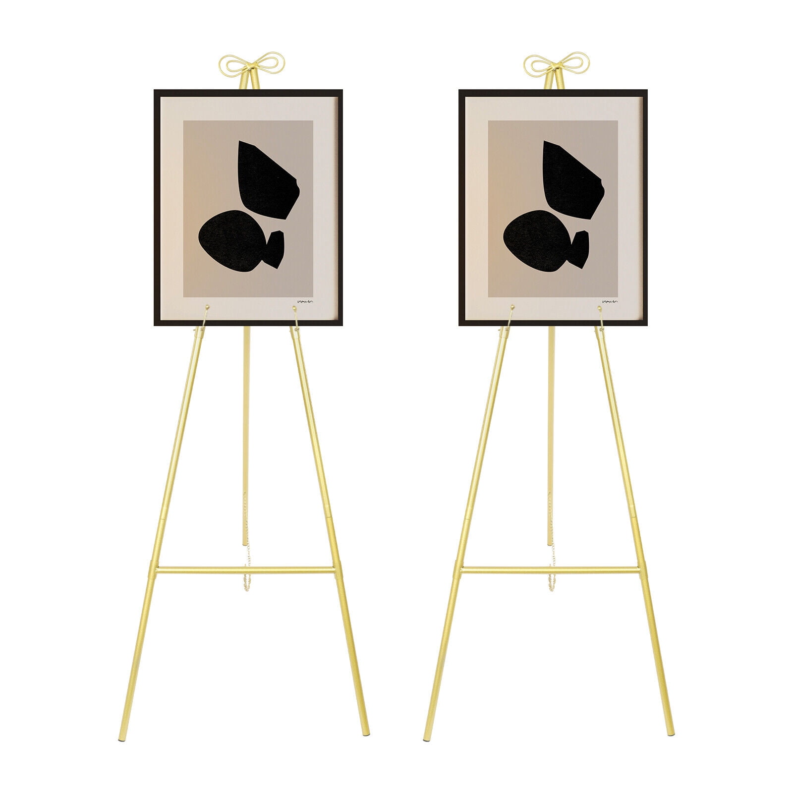2-Piece Gold Easel Stand, Triangular Display Stand for Wedding, Floor ...
