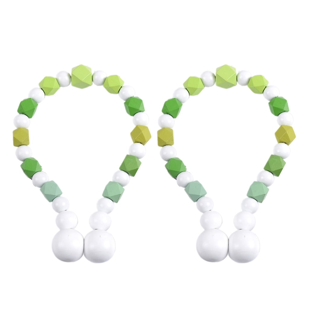 2 Piece Gradients Beads Curtain Tiebacks Closures Natural Wooden Decors ...