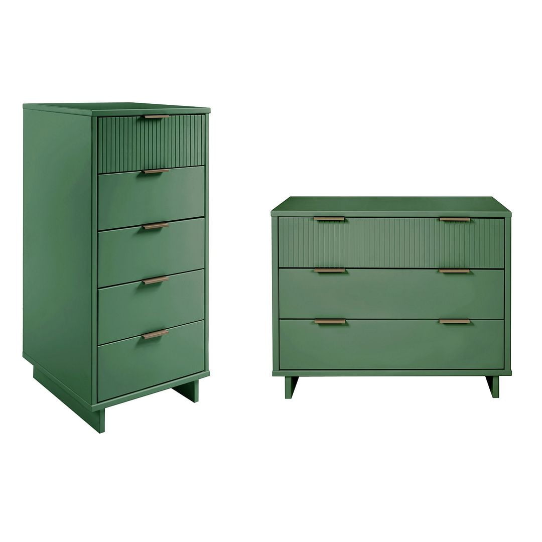2-Piece Granville Solid Wood Tall Narrow and Standard Dresser Set in ...