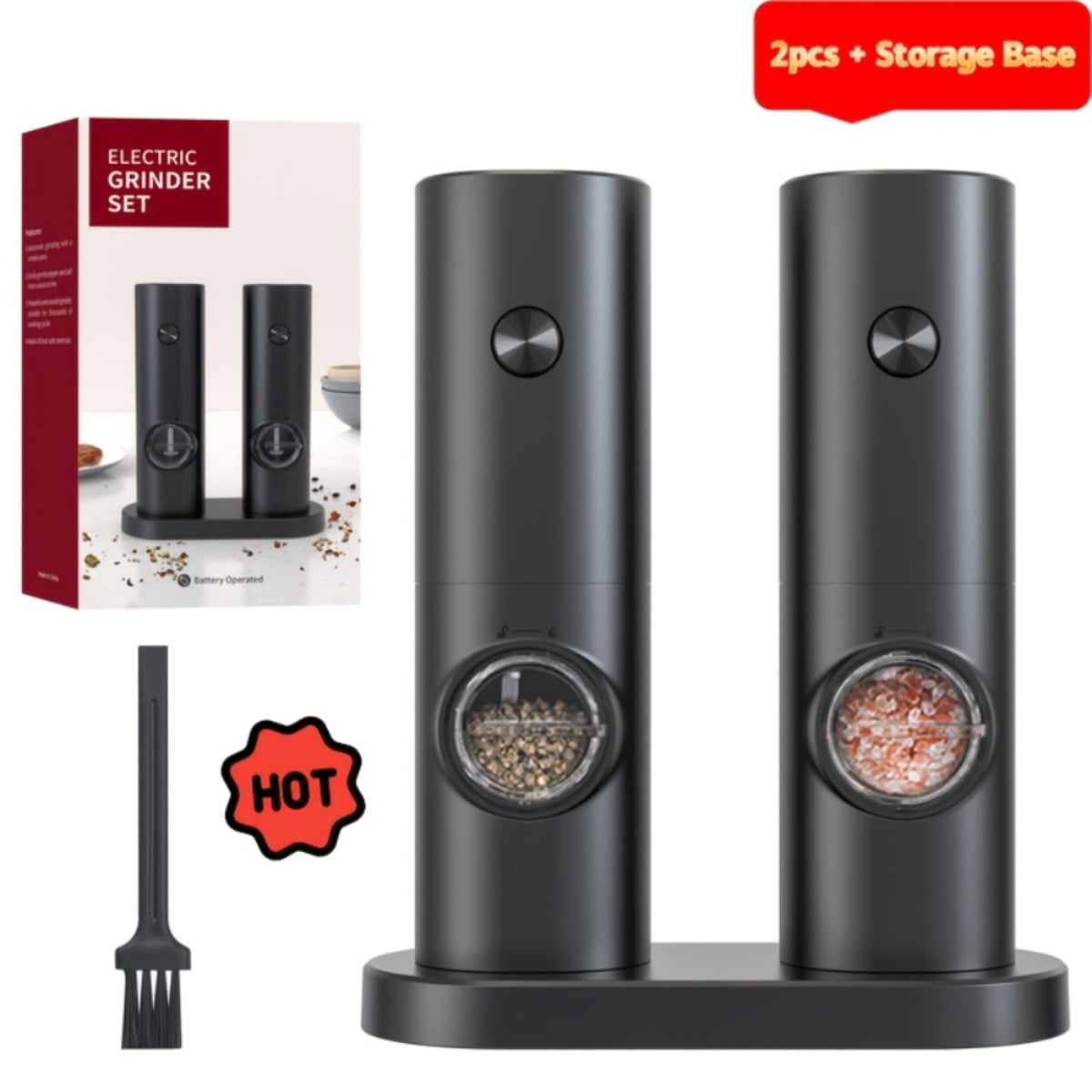 2-Piece Gravity-Activated Spice Grinder Set | Ceramic Grinding Core ...