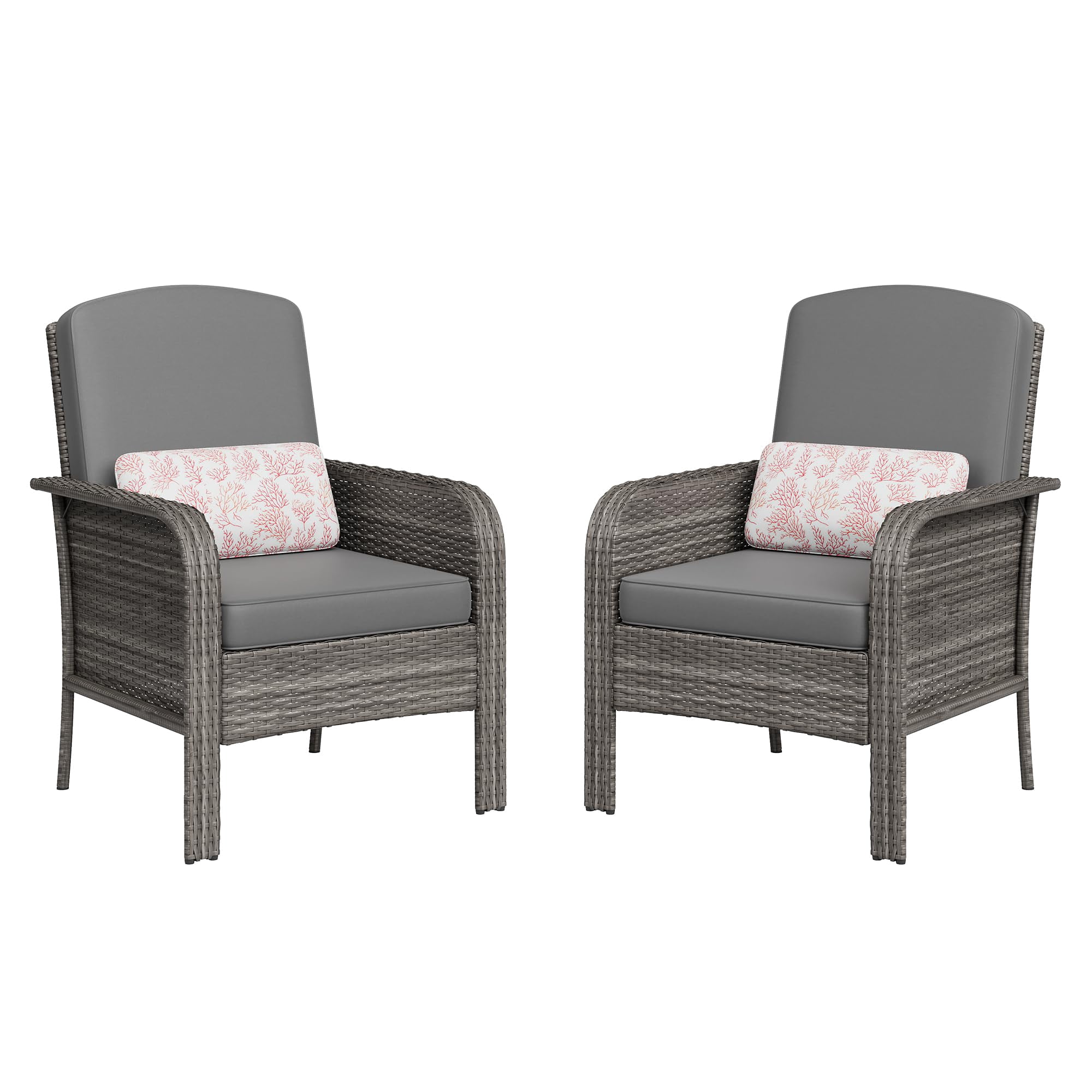 2-Piece Grey Ombre Rattan Patio Chair Set – All-Weather Wicker Outdoor ...