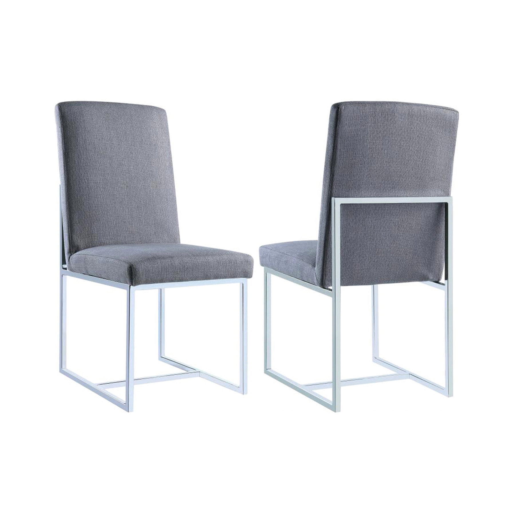 2-Piece Grey Upholstered Side Seats | Chrome Frame for Balance | Dining ...