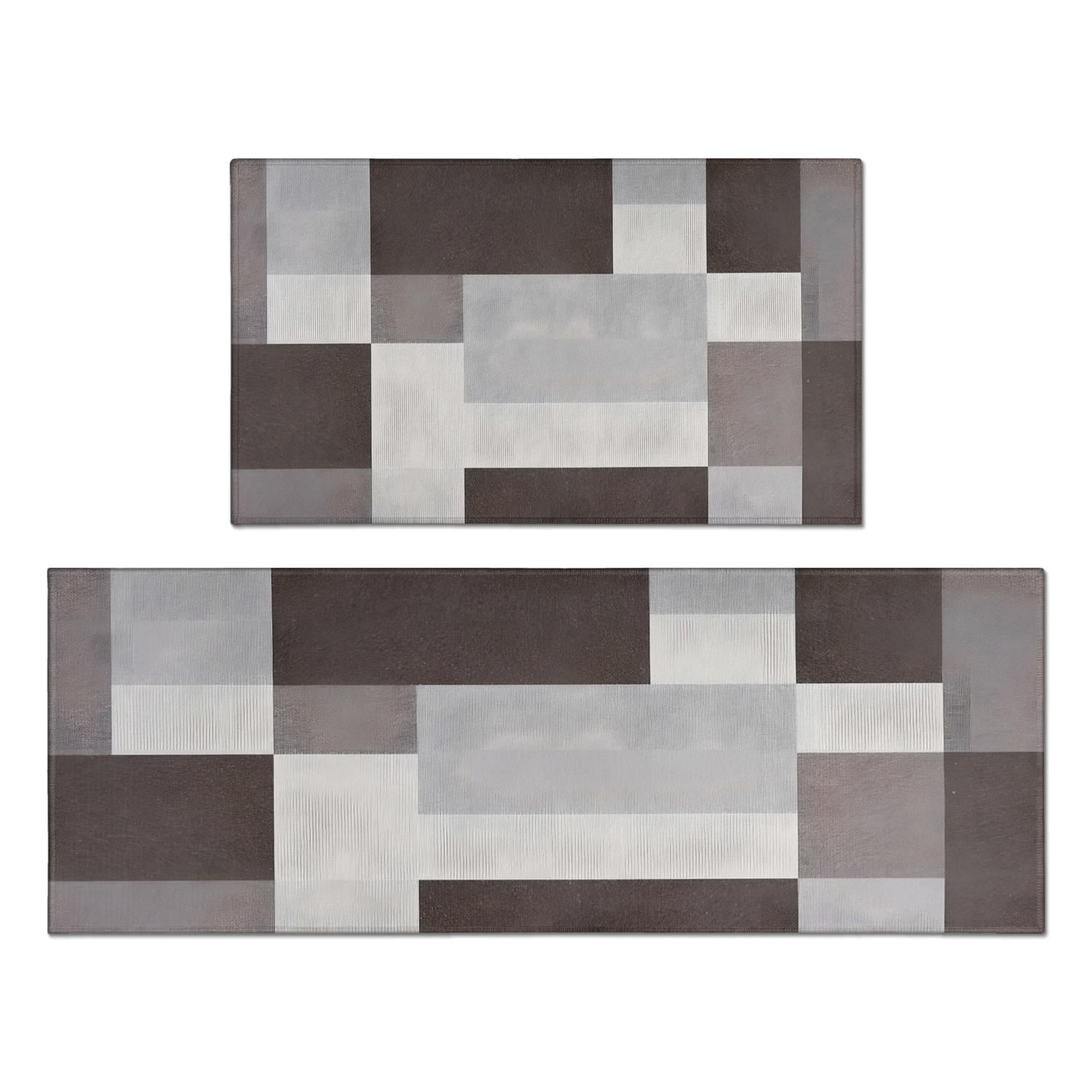 2 Piece Grey White Geometric` Rug Kitchen Rug Set, Decor Kitchen Rugs ...