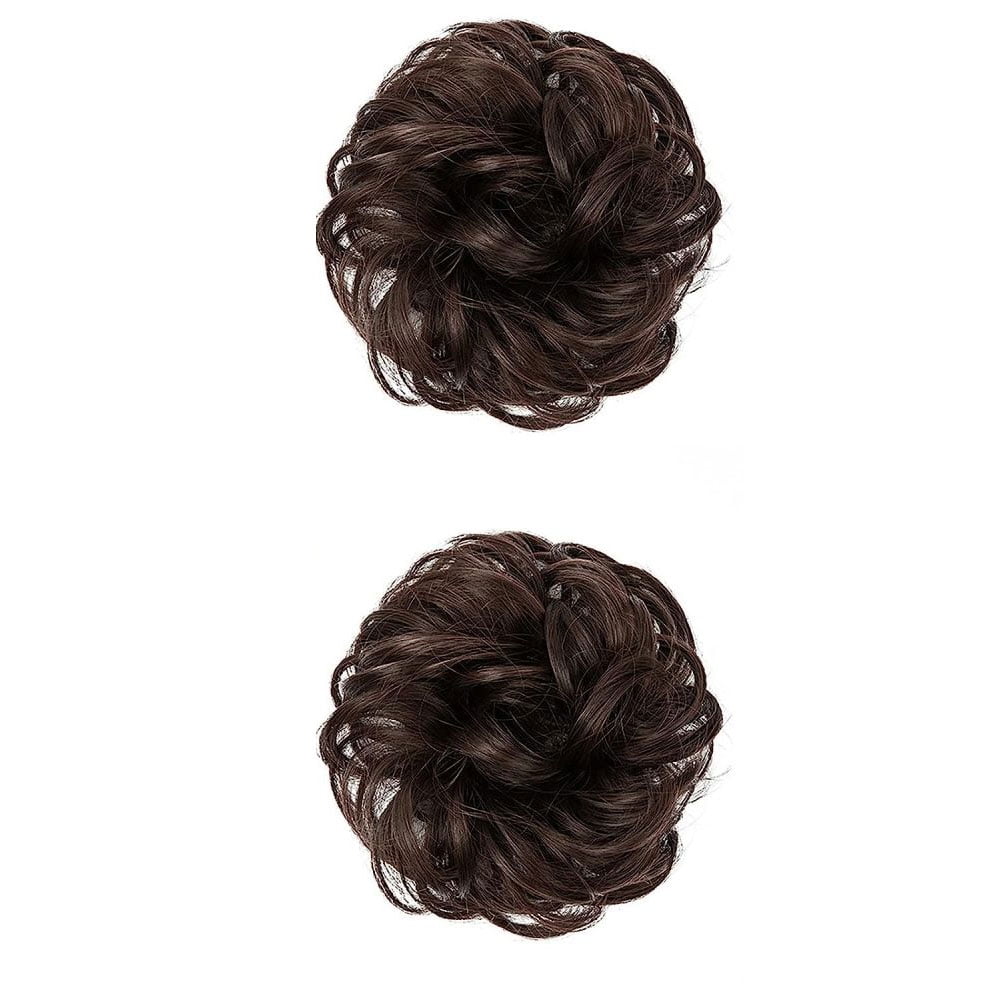 2 Piece Hairpiece With Elastic Band, Chignon Hairpiece Curly Hair ...