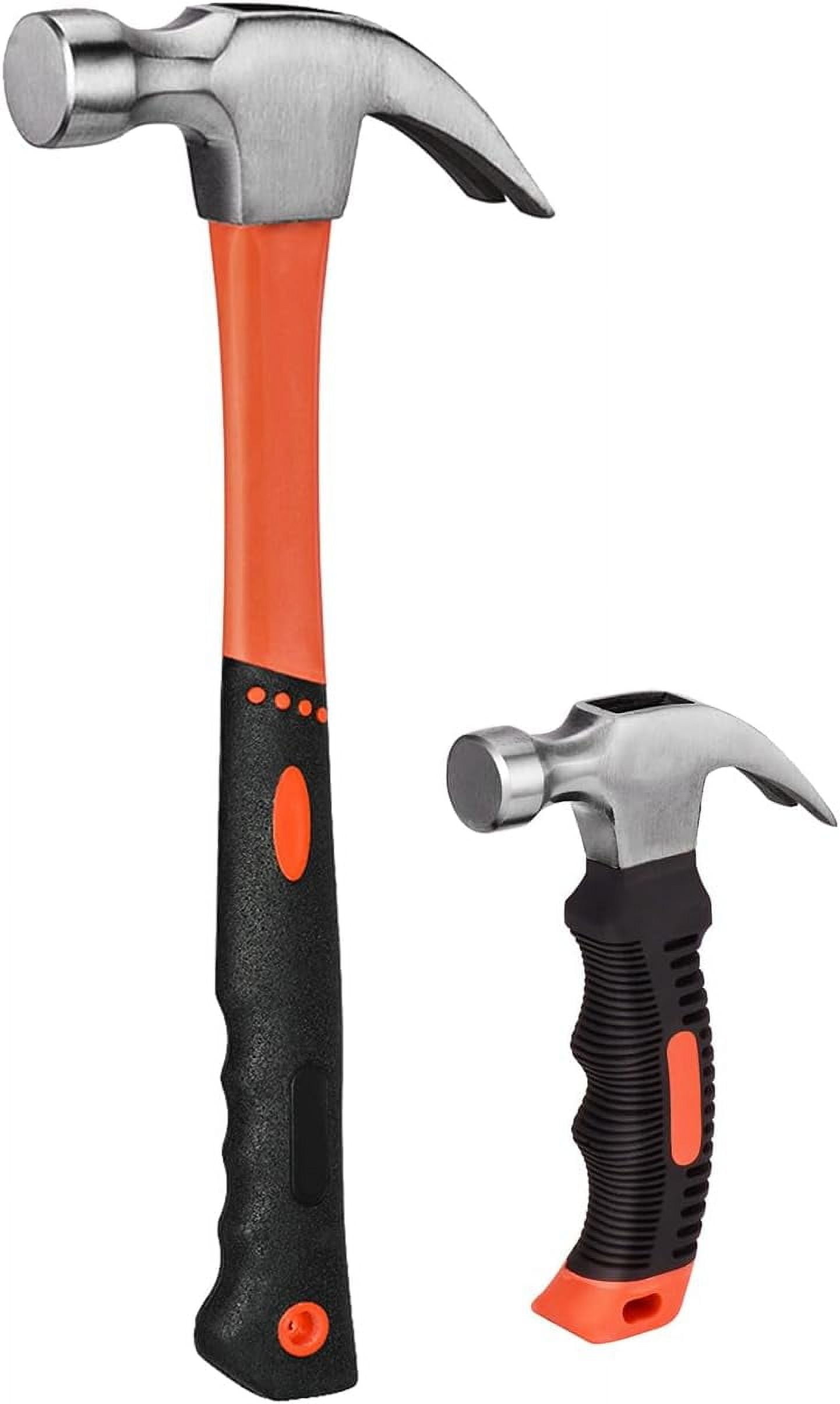 2 Piece Hammer Set,includes 1 Pack 8 OZ Mini Stubby Claw Hammer and 1 ...