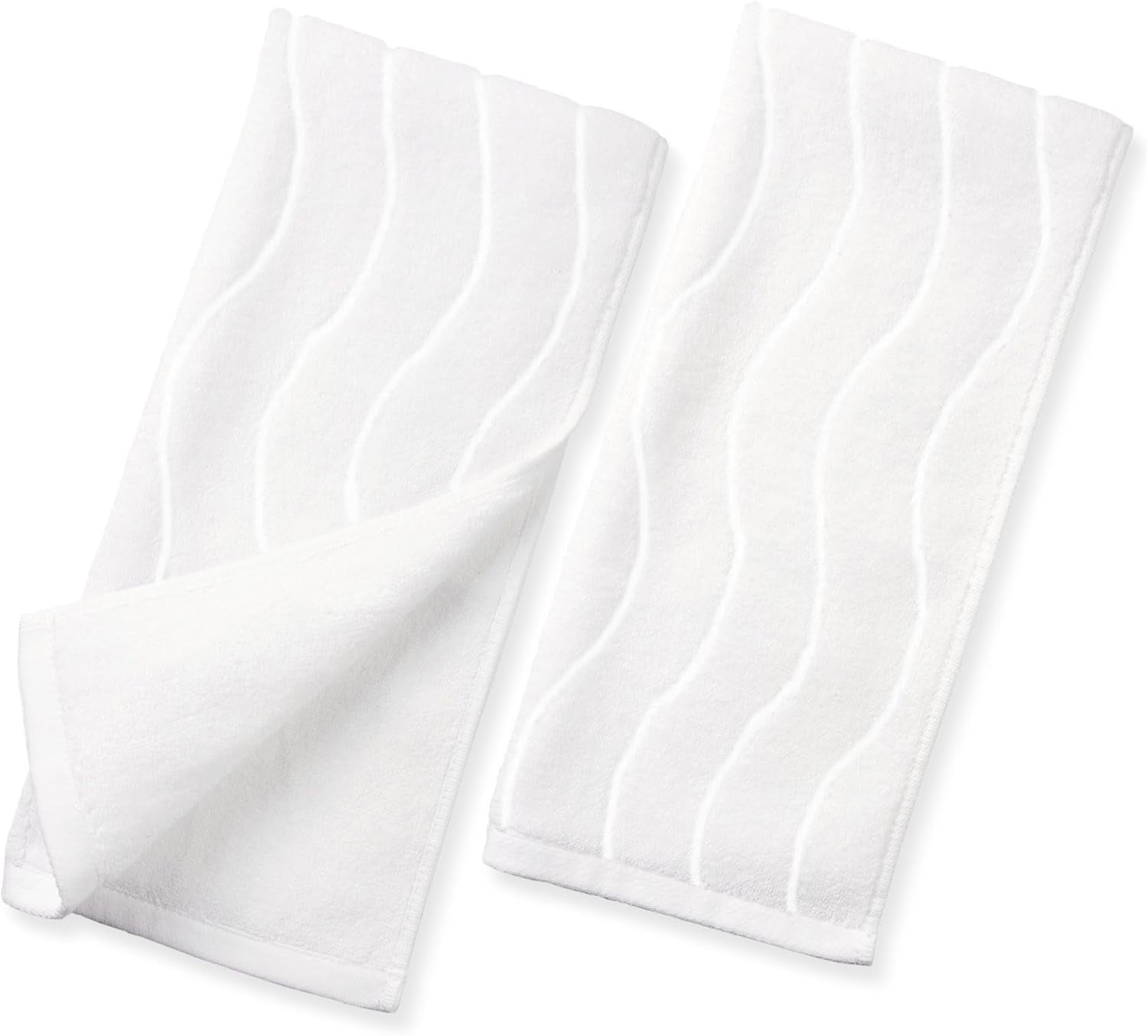 2-Piece Hand Towels Set in Forest Green, Wavy Striped Jacquard Towels ...