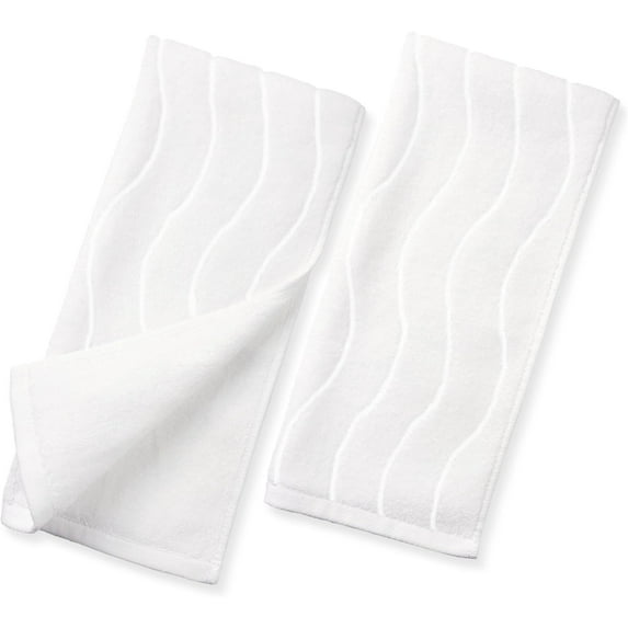 2-Piece Hand Towels Set in Forest Green, Wavy Striped Jacquard Towels ...