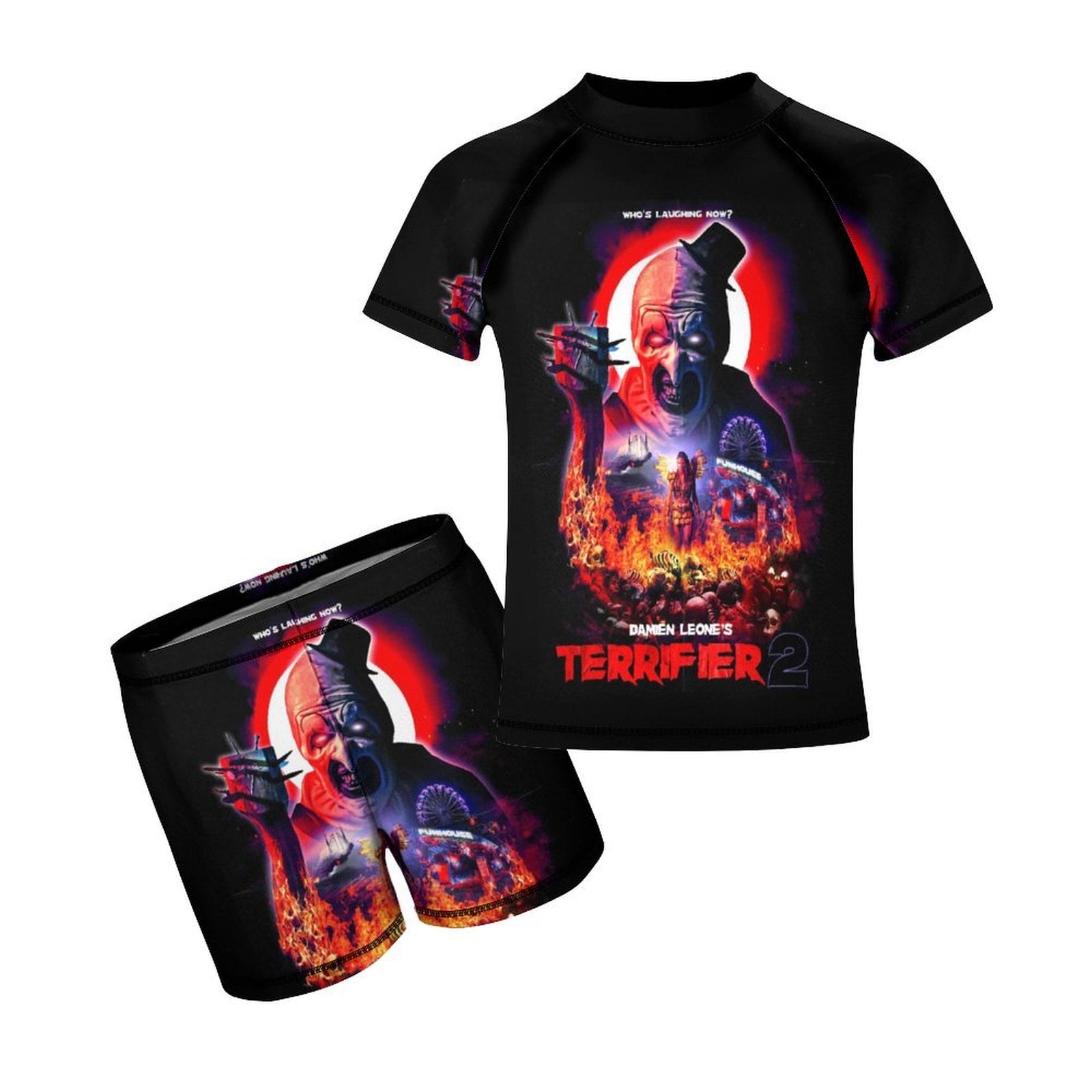 2 Piece Horror Movie Terr-ifier Rash Guard Summer Swim Shirts with ...