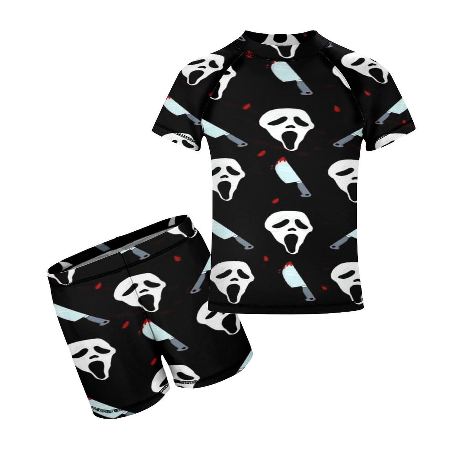 2 Piece Horror Scre-A Ghost Movie Rash Guard Summer Swim Shirts with ...