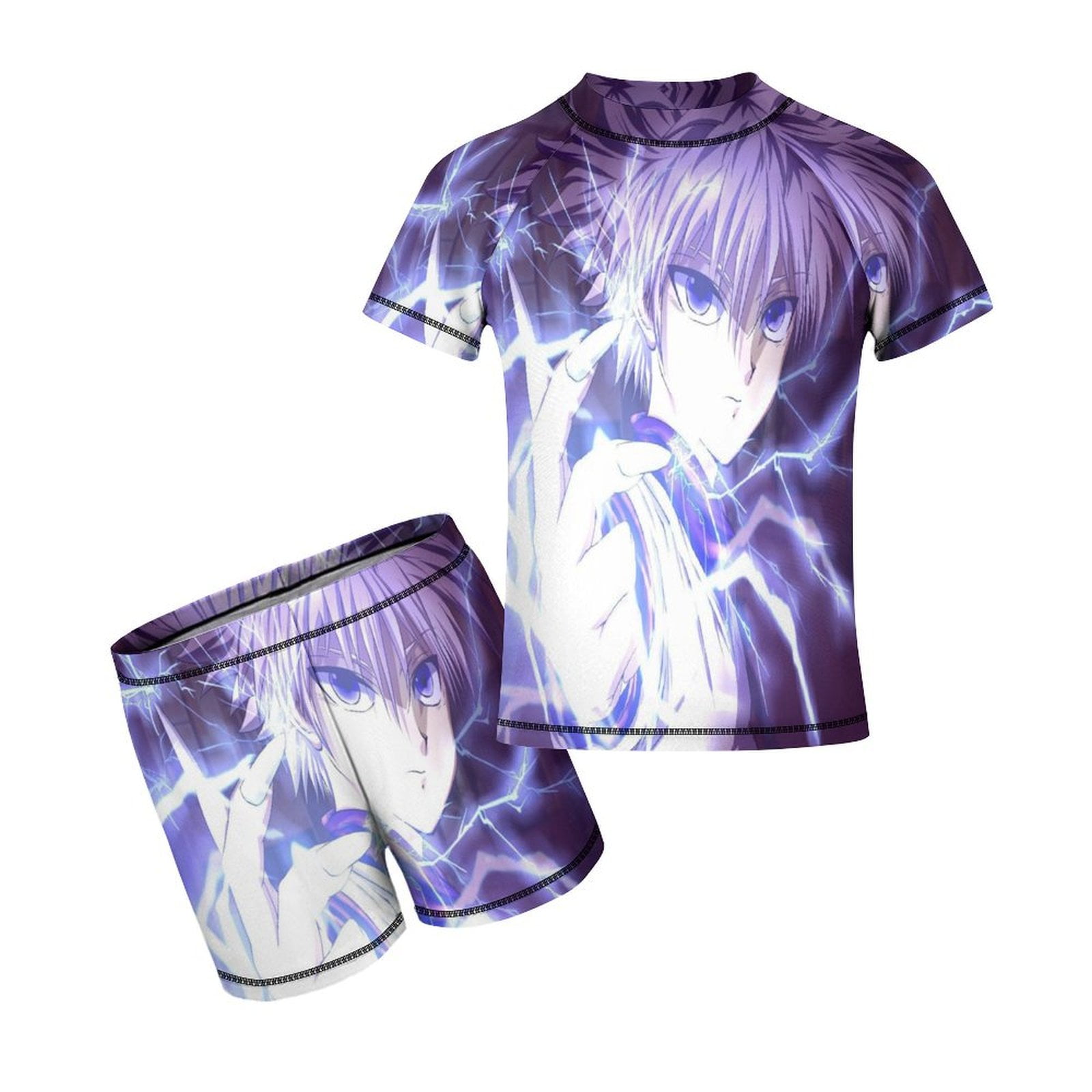 2 Piece Hunter X Hunte Killua Lightning Bathing Suits Rash Guard Swim ...
