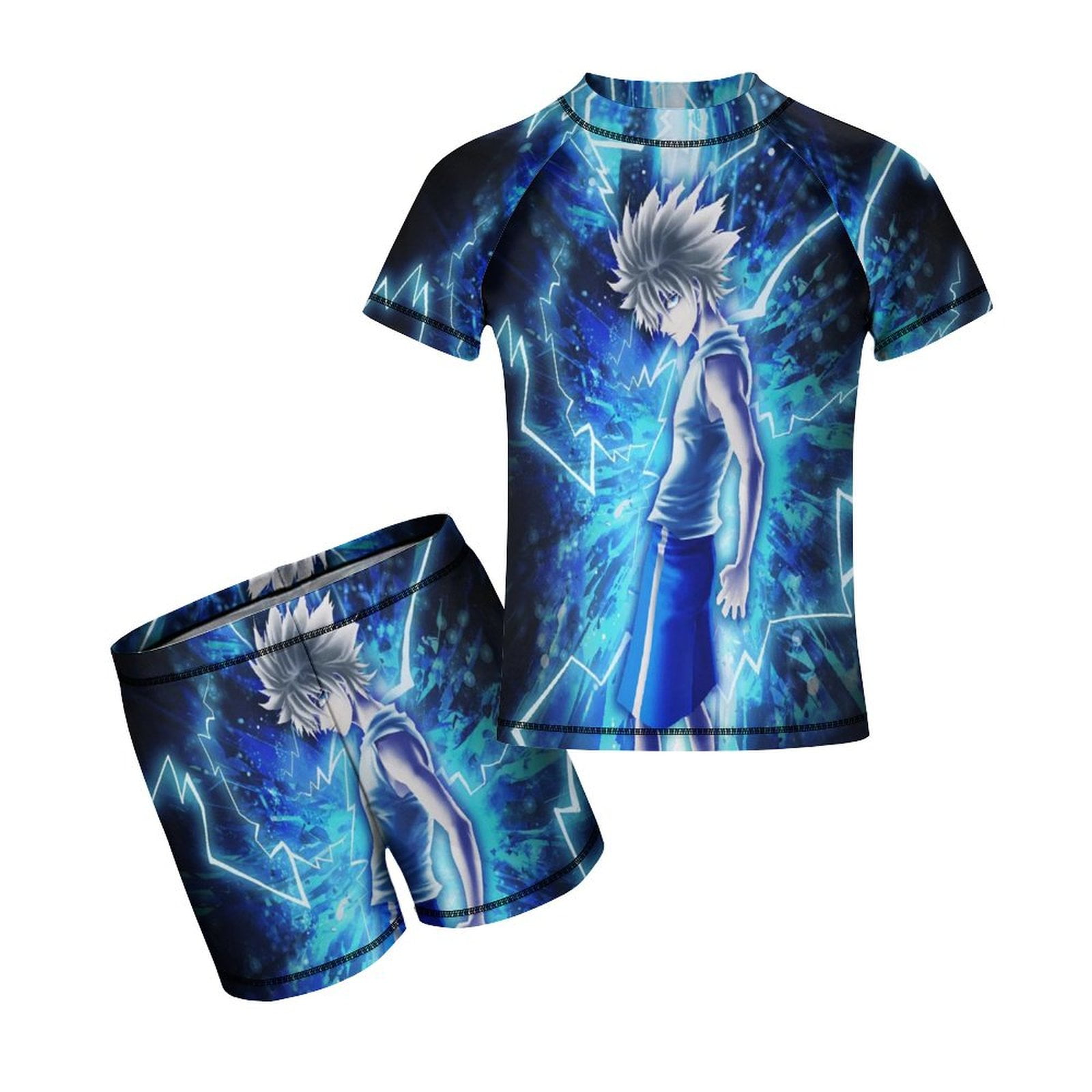 2 Piece Hunter X Hunte Killua Lightning Bathing Suits Rash Guard Swim ...