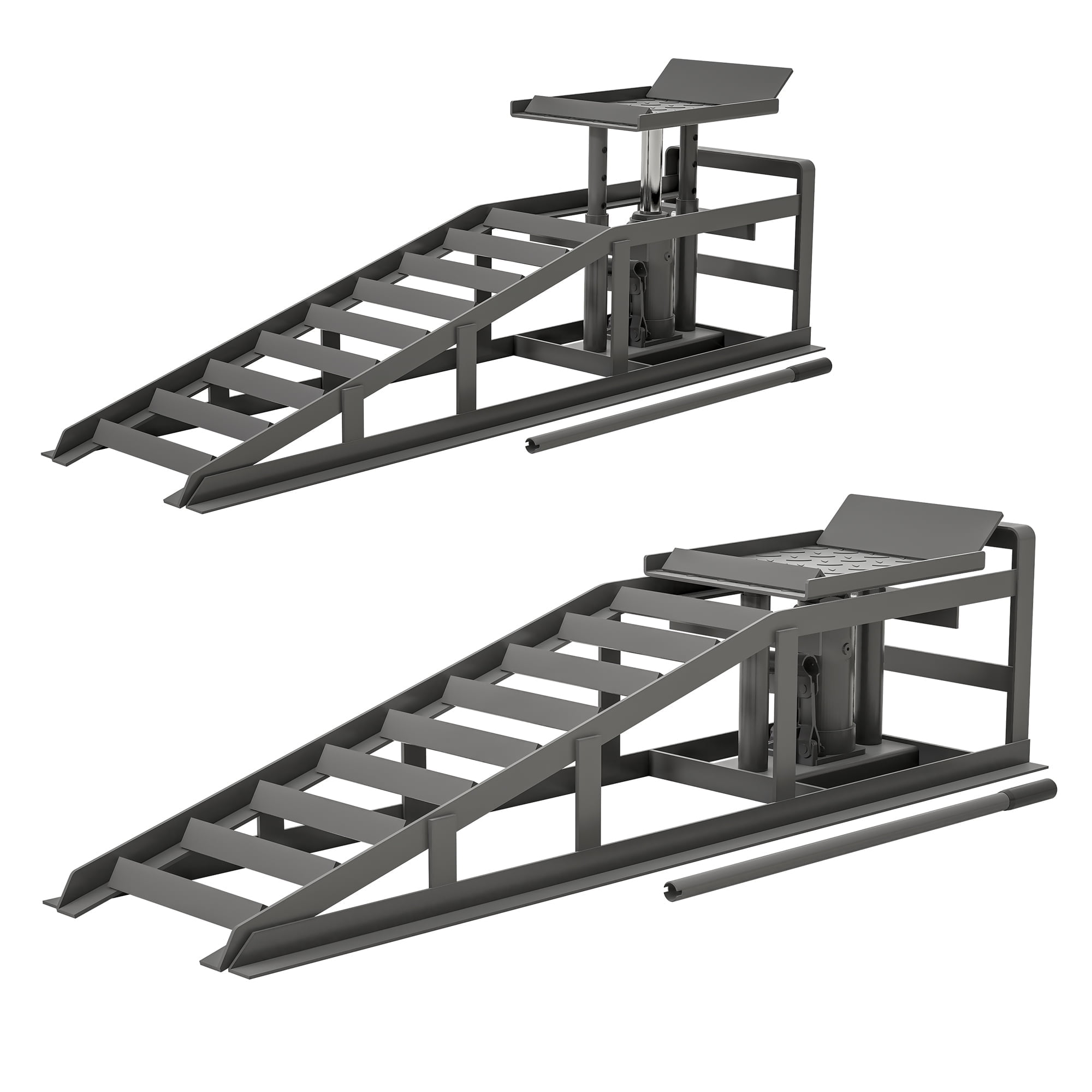 2-Piece Hydraulic Vehicle Ramps 5T 11000lbs Low-Profile Auto Lift ...
