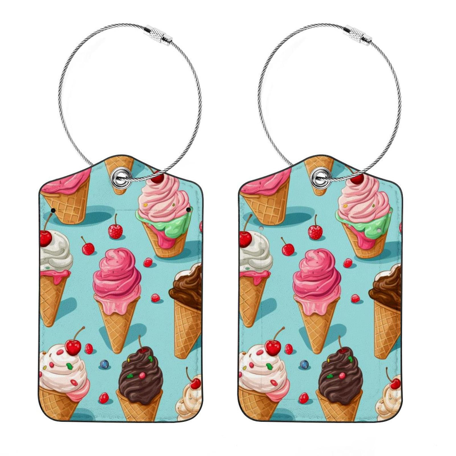 2 Piece Ice Cream Luggage Tag for Suitcase Identifiers Privacy Name ...