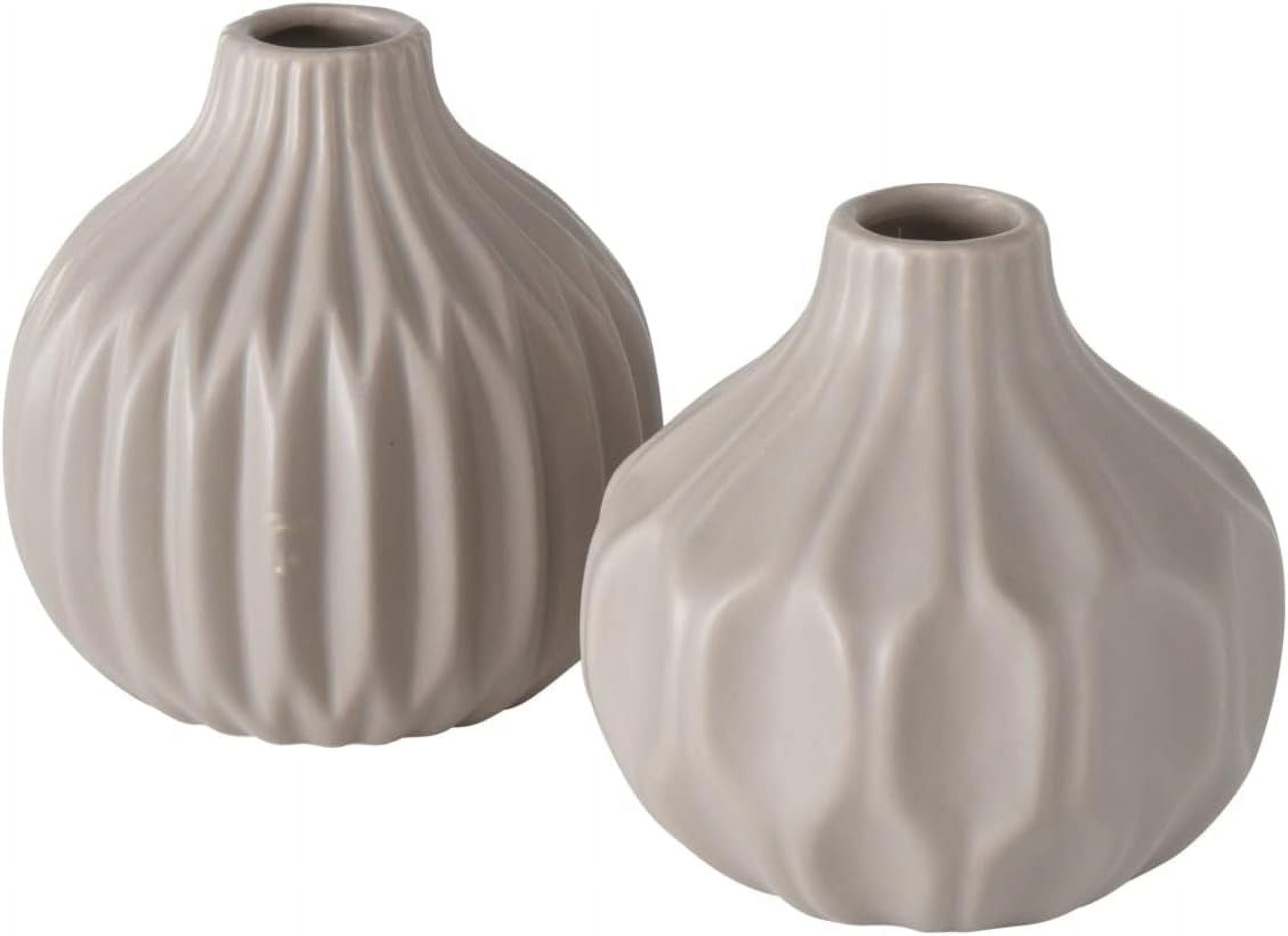 2 Piece Iconic Scandi Vase Set, Beige, Geometric, Stoneware, 4.25 ...