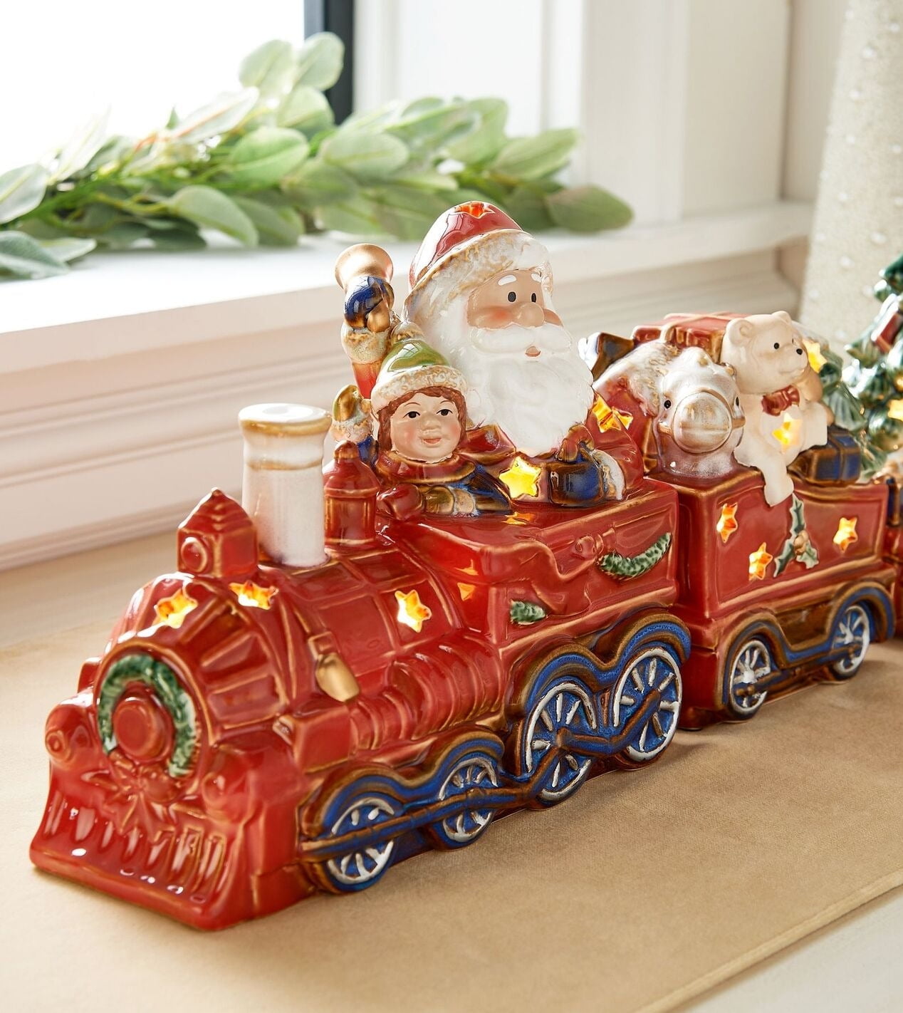 2 Piece Illuminated Porcelain Train with Santa by Valerie - Walmart.com