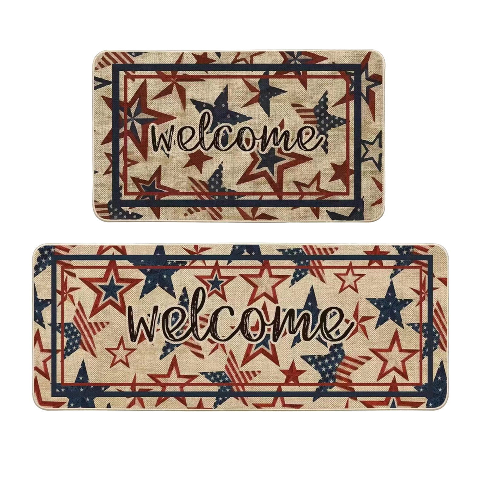 2-Piece Independence Day Kitchen Mat Set, Non-Slip and Water Absorbent ...