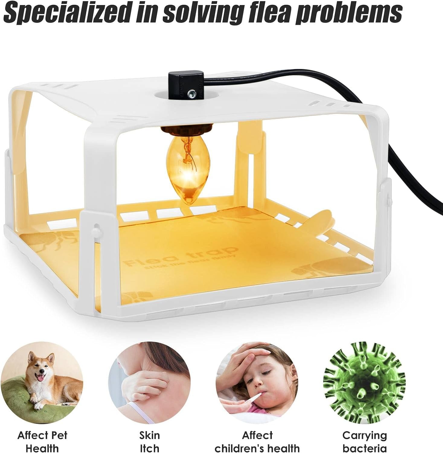 2-Piece Indoor Electric Flea Trap Set with Light, Pest Control for ...