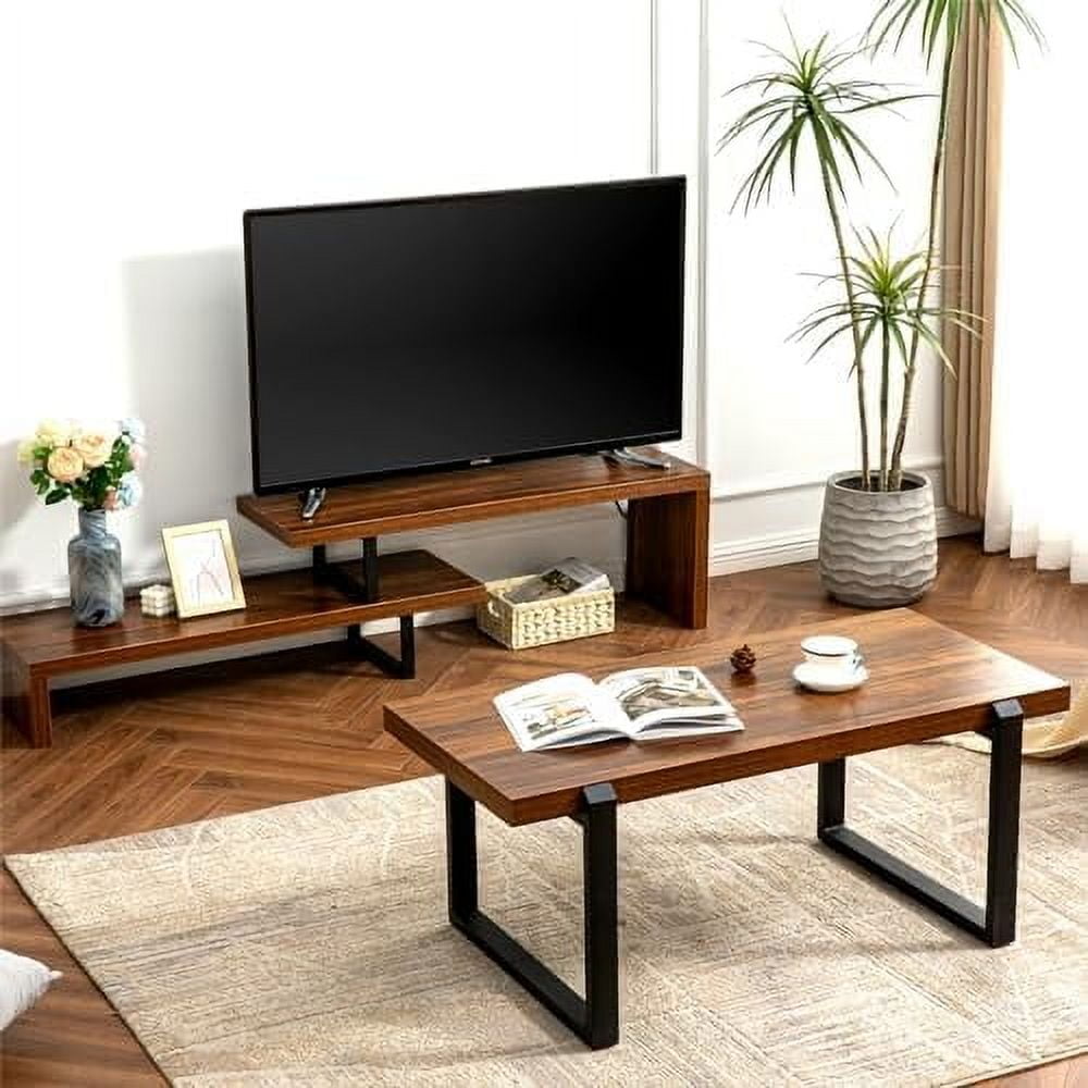 2-Piece Industrial Living Room Table Set, Includes TV Stand with ...