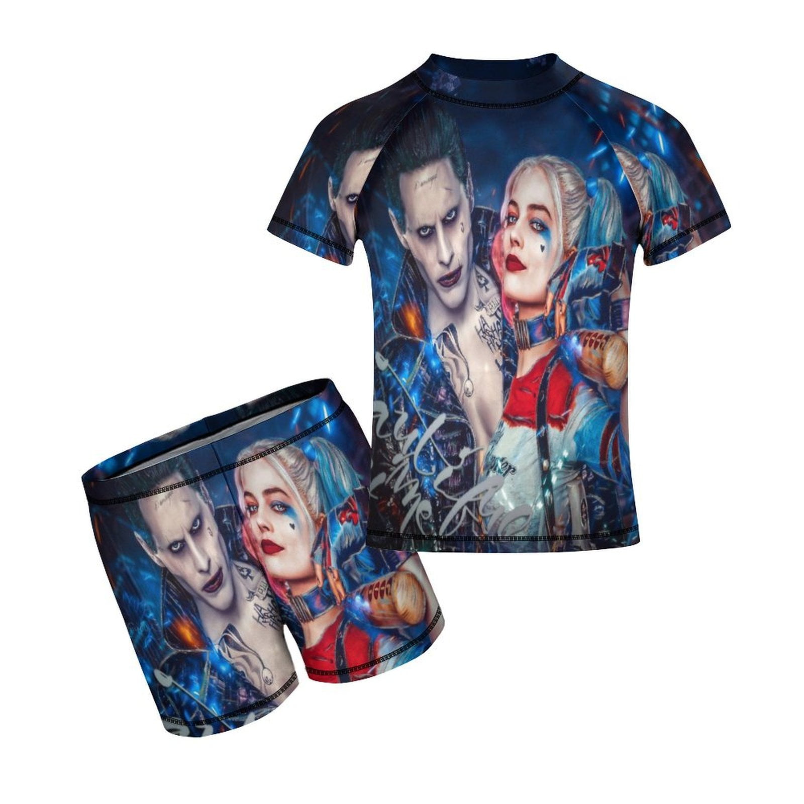 2 Piece Joker Bathing Suits Rash Guard Swim Shirts with Shorts Set ...