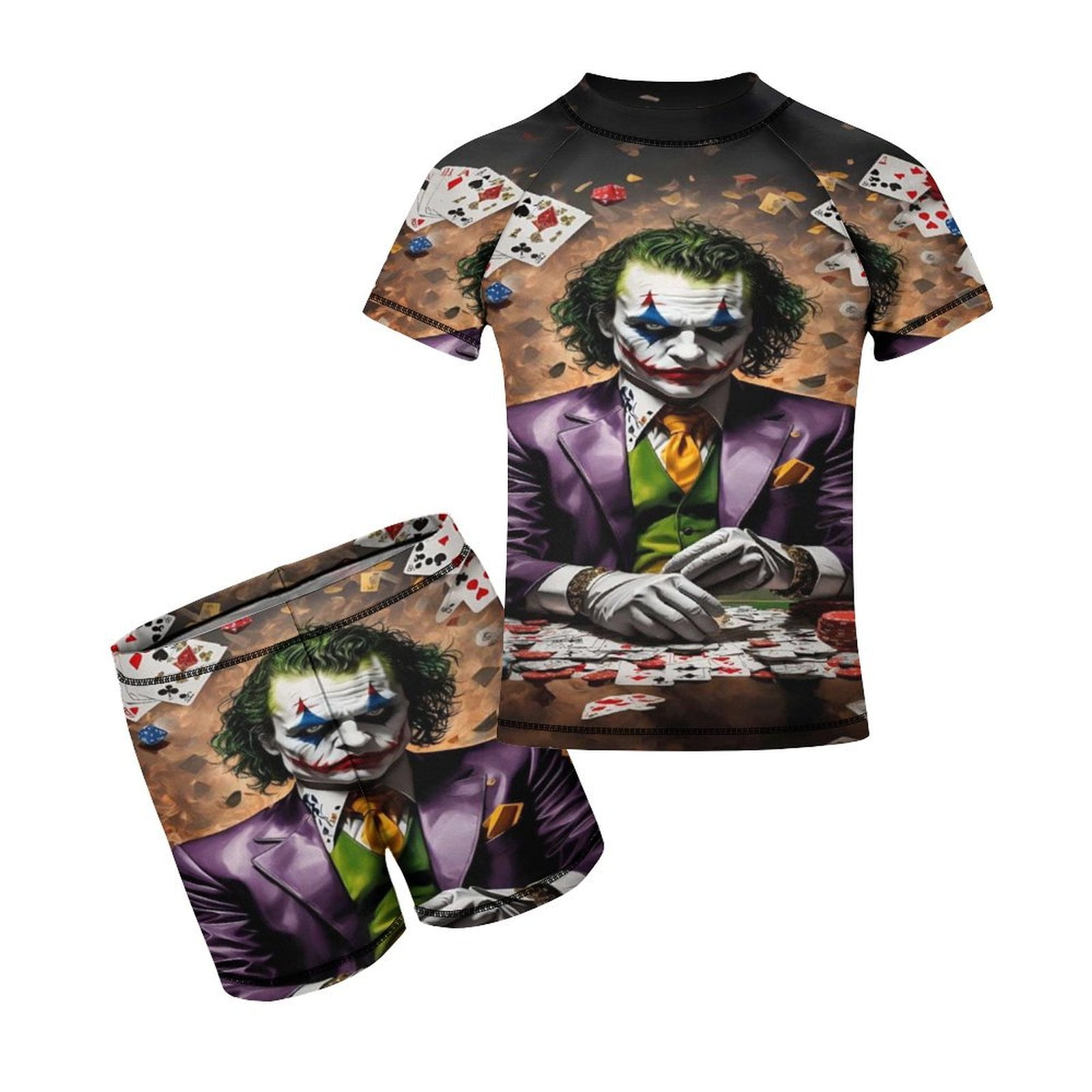 2 Piece Joker Bathing Suits Rash Guard Swim Shirts with Shorts Set ...