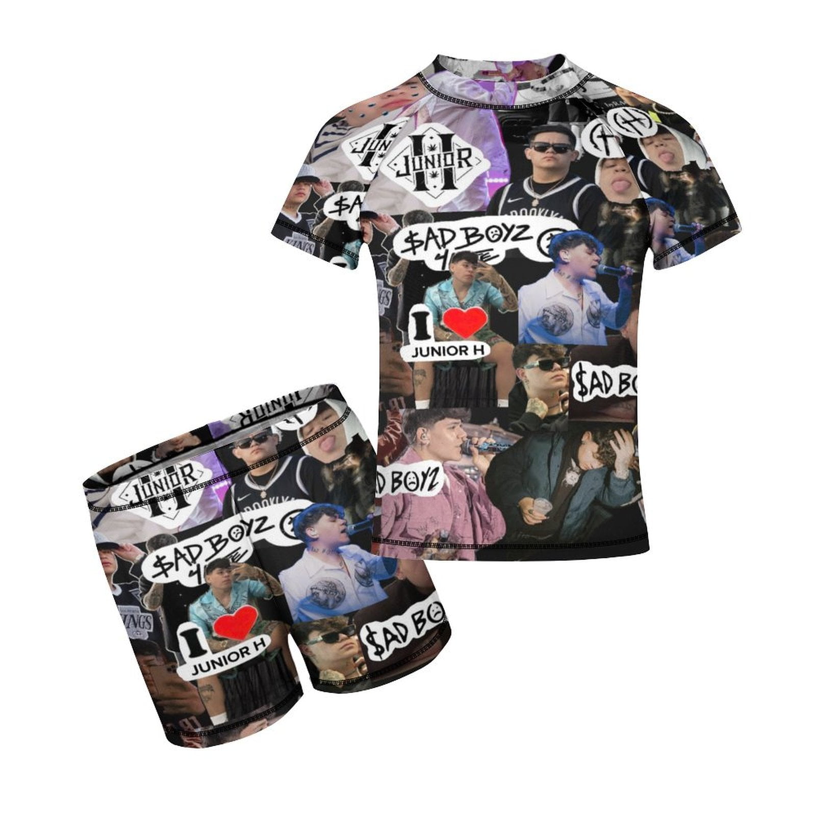 2 Piece Junior H Rash Guard Set Summer Swim Shirts with Trunks Quick ...