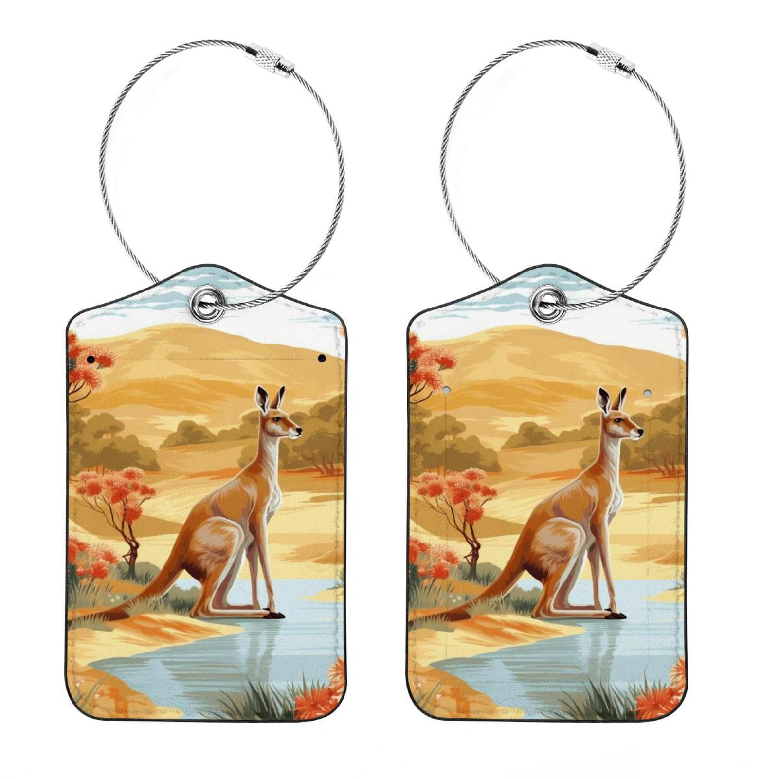 2 Piece Kangaroo Luggage Tag for Suitcase Identifiers Privacy Name ...
