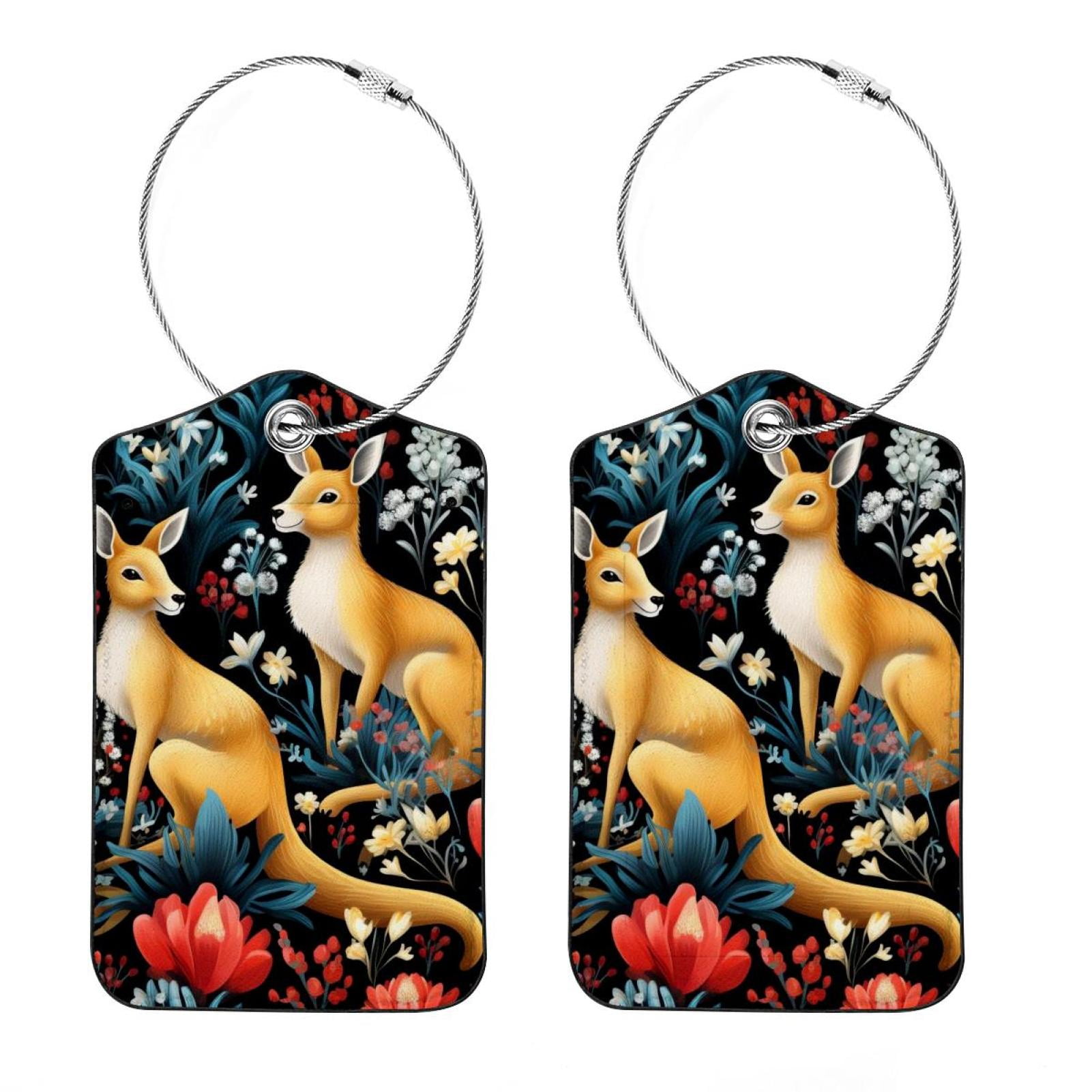 2 Piece Kangaroo Luggage Tag for Suitcase Identifiers Privacy Name ...