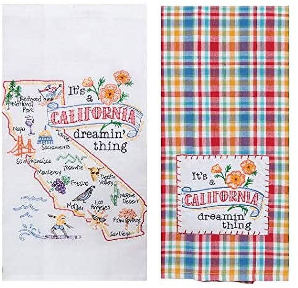 2 Piece Kay Dee Home State of California Embroidered Kitchen Towel ...