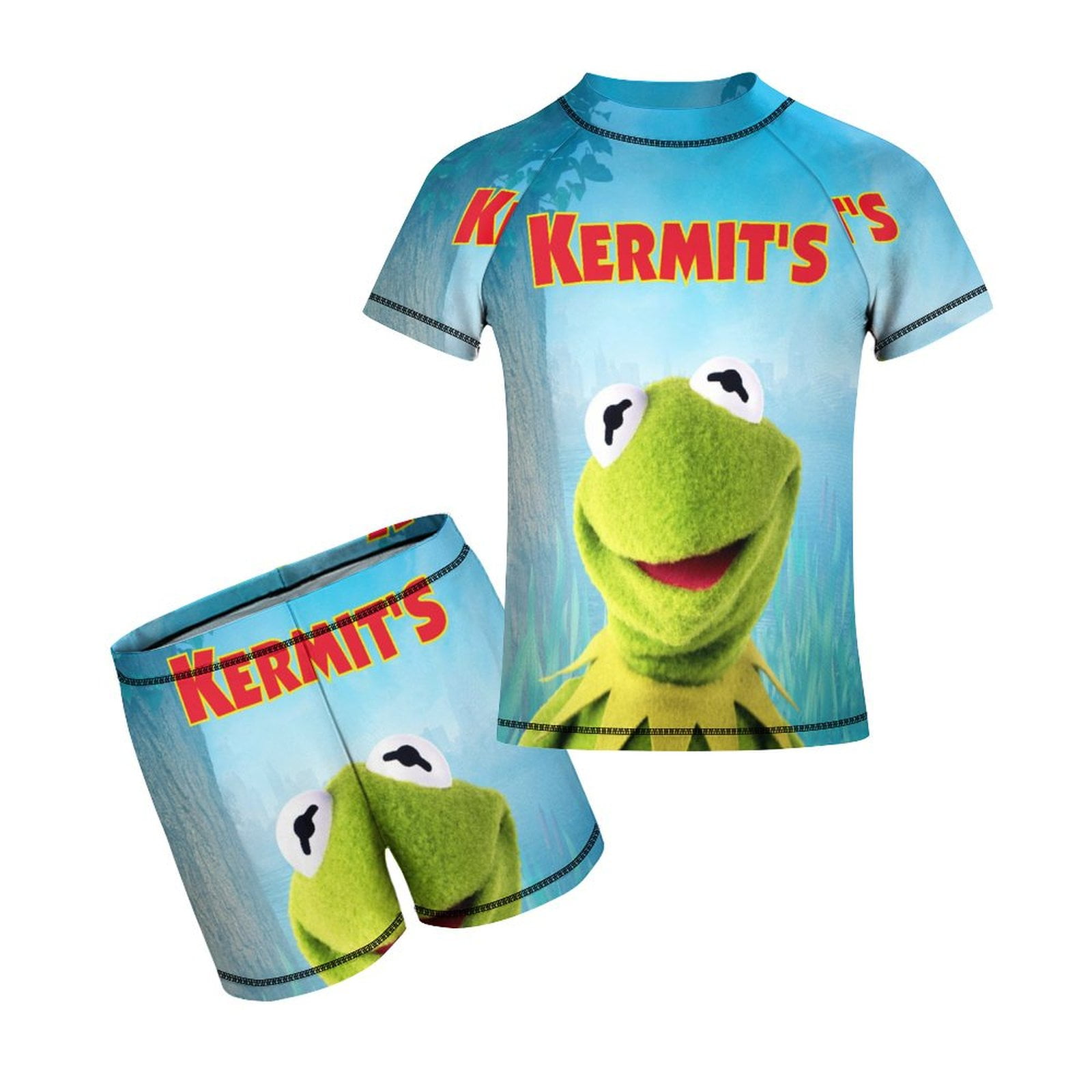 2 Piece Ke-Rmit The Fro Bathing Suits Rash Guard Swim Shirts with ...