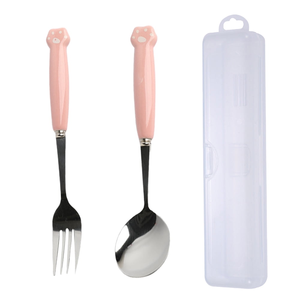 2-Piece Kids Utensils Set with Case, Children Fork And Spoon Set ...
