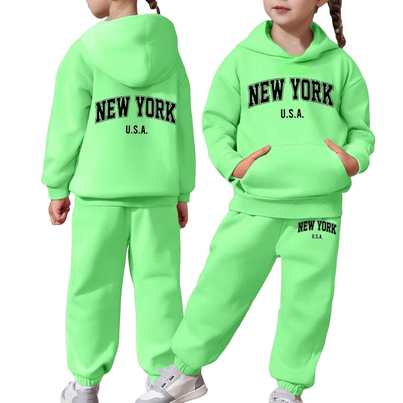 2-Piece Kids Warm Long Sleeve Hoodie Sweatshirt & Jogger Sweatpants Set ...