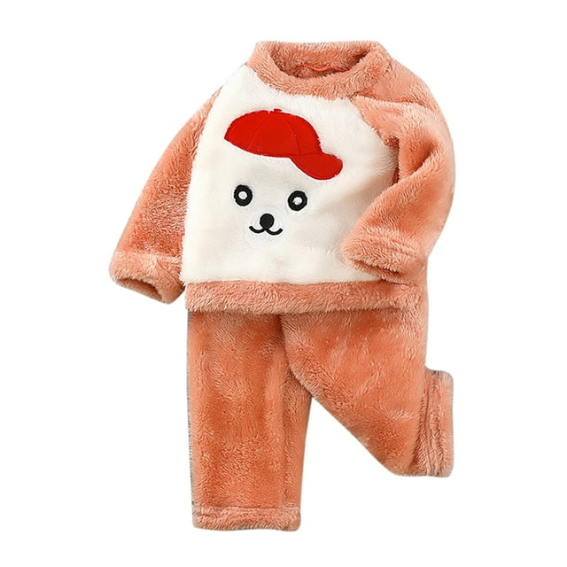 2 Piece Kids Winter Fleece 𝐏ajamas Set Toddler Boys Girls Loose Plush Warm Flannel 𝐒leepwear ...
