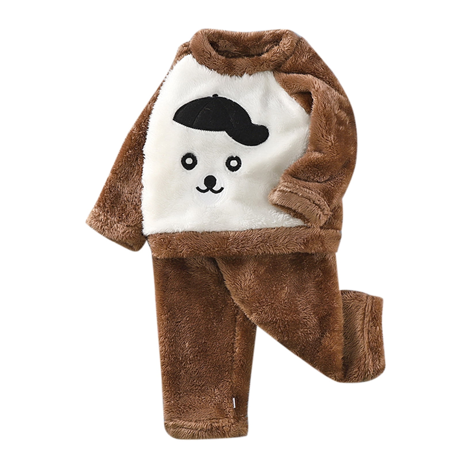 2 Piece Kids Winter Fleece 𝐏ajamas Set Toddler Boys Girls Loose Plush ...