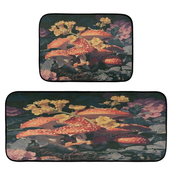 2-Piece Kitchen Mat Set Non Slip Washable Floor Mats Decorative Rugs ...